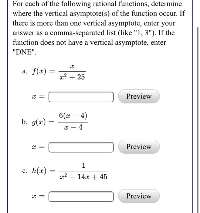 Solved For each of the following rational functions, | Chegg.com