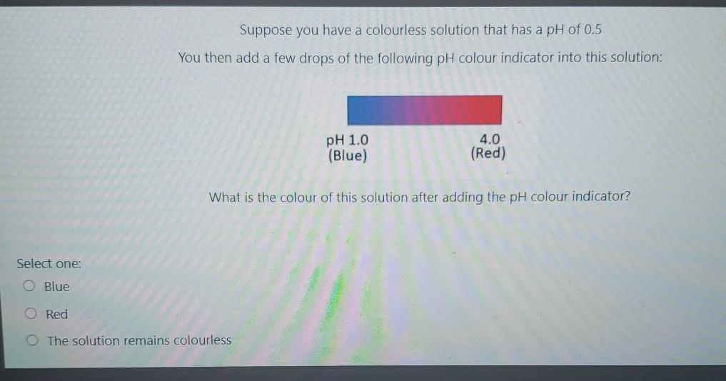 Solved Suppose you have a colourless solution that has a pH | Chegg.com
