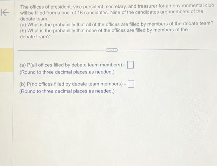 Solved The offices of president, vice president, secretary, | Chegg.com