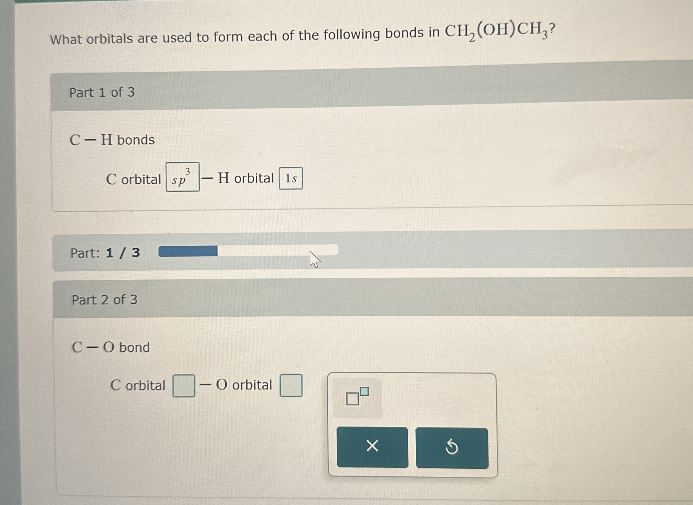 Solved What orbitals are used to form each of the following | Chegg.com
