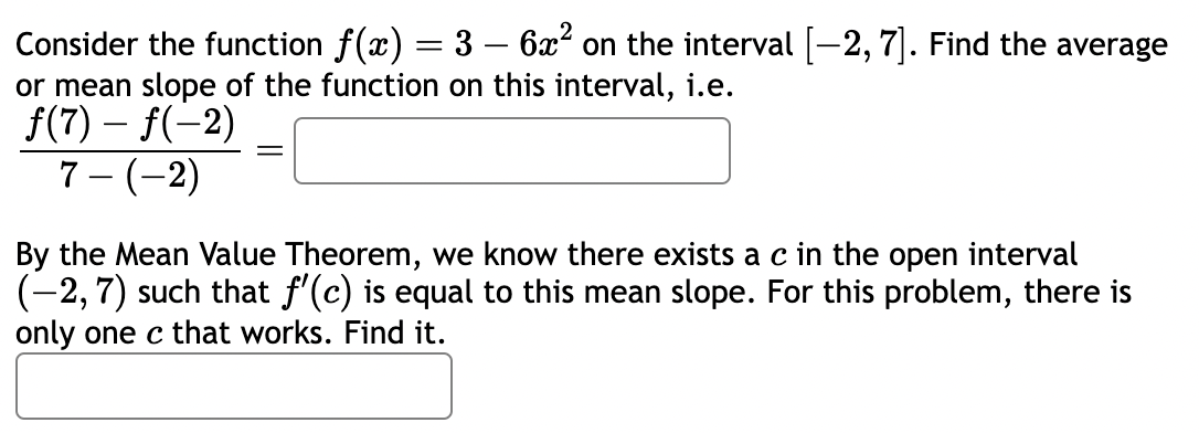 Solved Consider the function f(x)=3-6x2 ﻿on the interval | Chegg.com