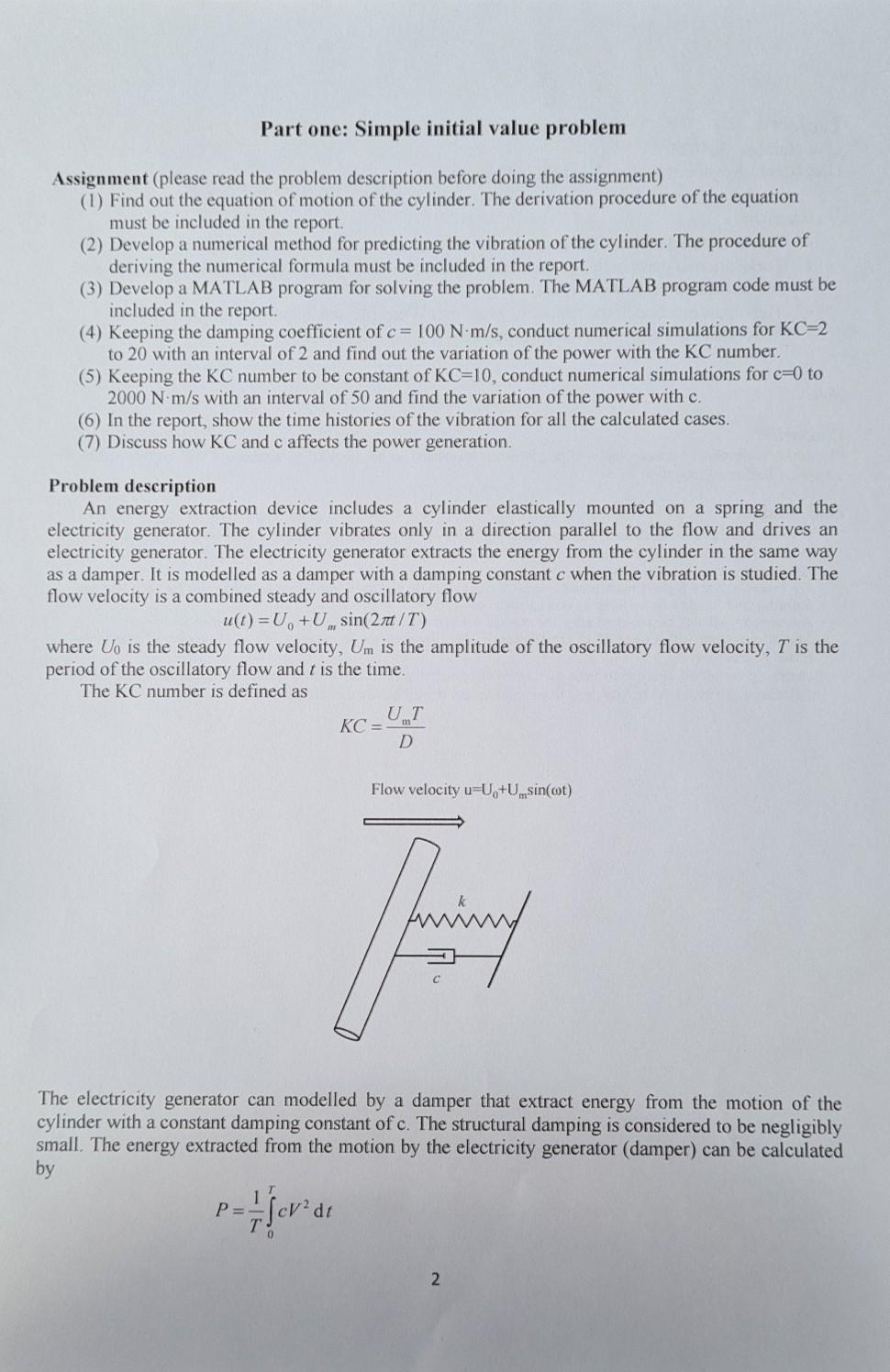 Part one: Simple initial value problem Assignment | Chegg.com
