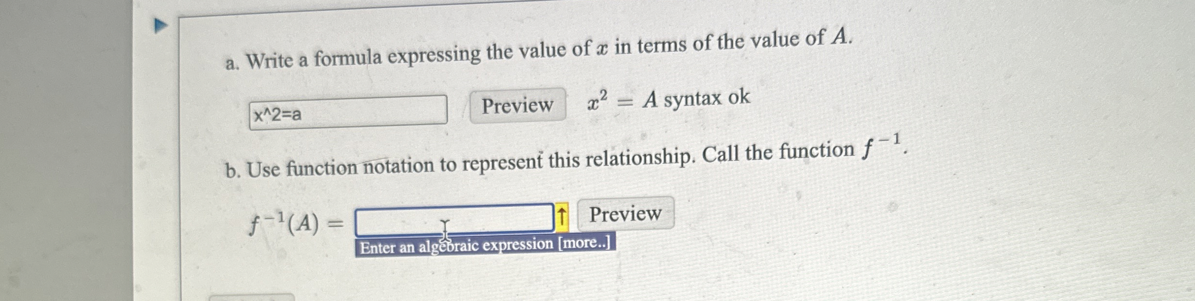 Solved a. ﻿Write a formula expressing the value of x ﻿in | Chegg.com