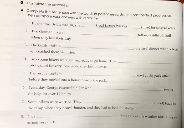 Solved 5 Complete the exercises. A Complete the sentences | Chegg.com