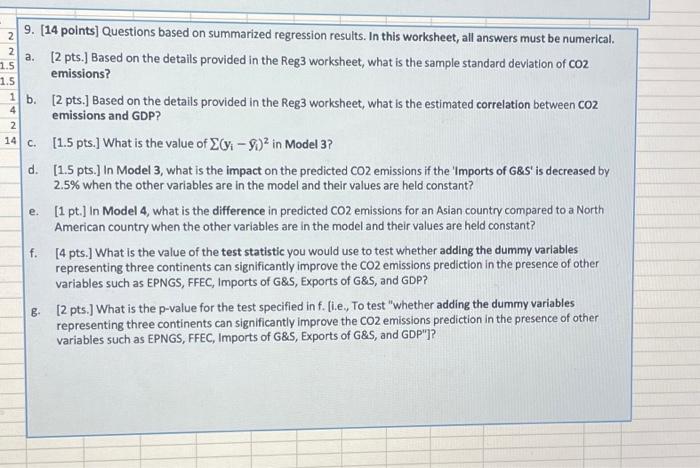 Solved 9. [14 points] Questions based on summarized | Chegg.com