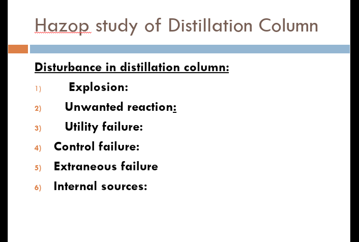 Solved Hazop study of Distillation Column Disturbance in | Chegg.com
