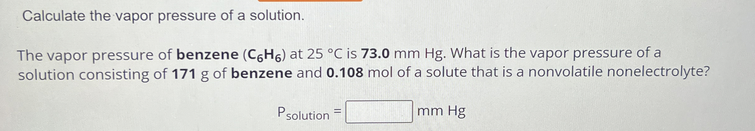 Solved Calculate the vapor pressure of a solution.The vapor | Chegg.com