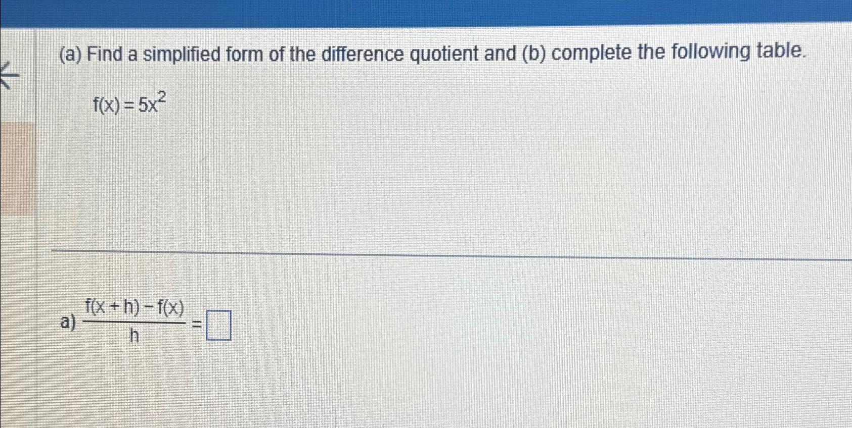 Solved (a) ﻿Find a simplified form of the difference | Chegg.com