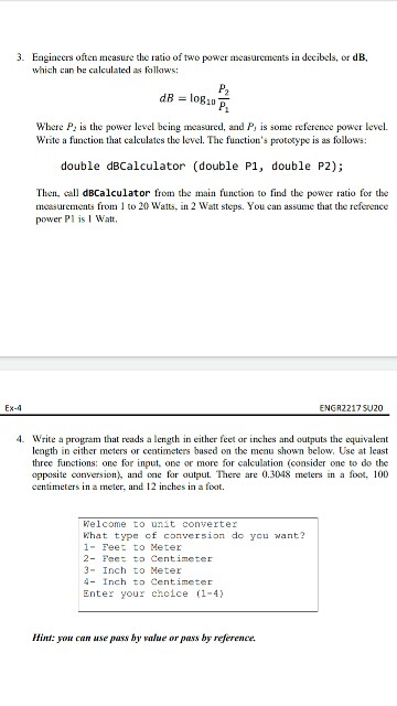 Solved 3. Engineers often measure the ratio of two power | Chegg.com