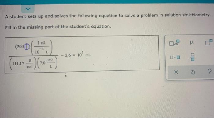 Solved A student sets up and solves the following equation | Chegg.com