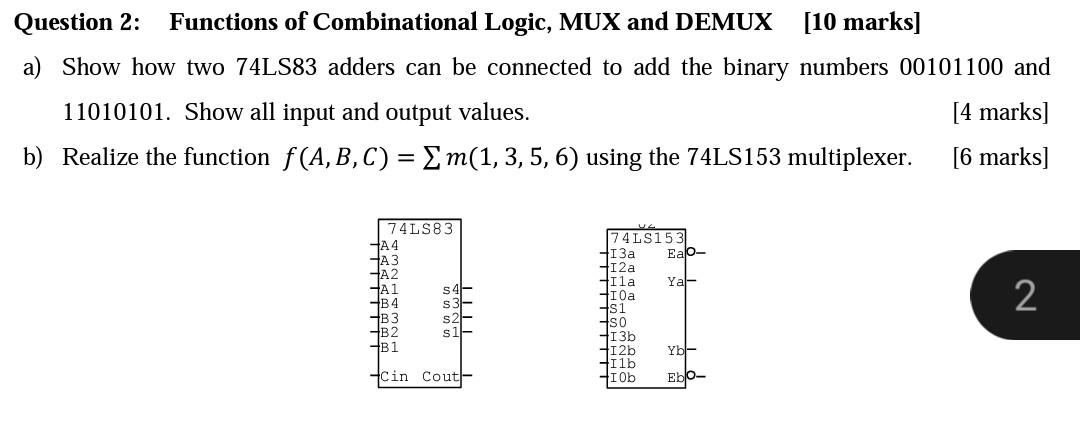 [Solved]: Question 2: Functions of Combinational Logic, M