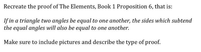 Solved Recreate the proof of The Elements, Book 1 | Chegg.com
