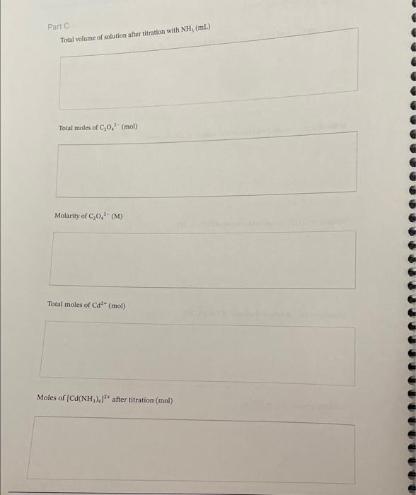 Solved Reoort Table KSP.1: Part B Data. Titration of CdC2O4 | Chegg.com