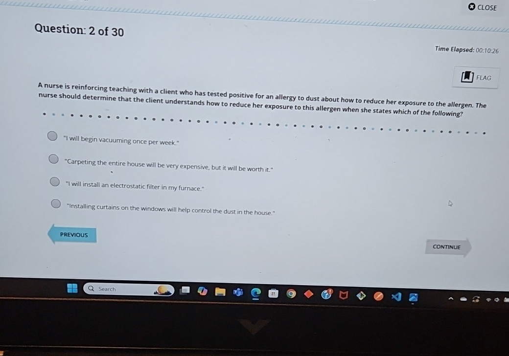 Solved CLOSEQuestion: 2 ﻿of 30Time Elapsed: 00:10:26A nurse | Chegg.com
