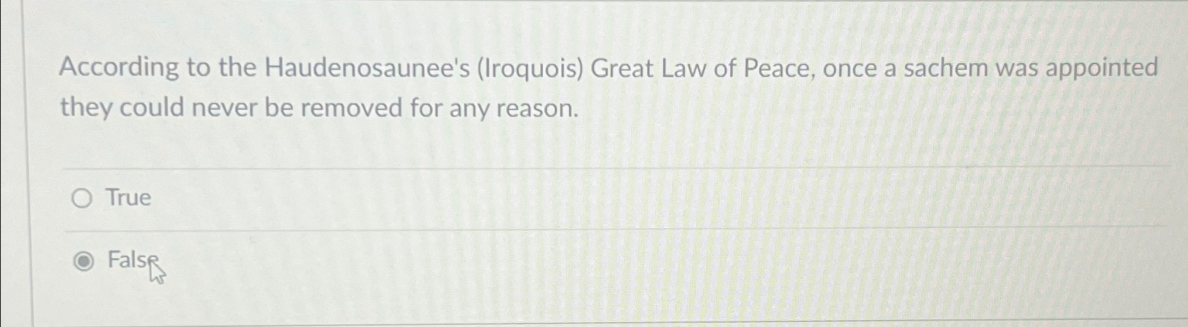 Solved According to the Haudenosaunee's (Iroquois) ﻿Great | Chegg.com