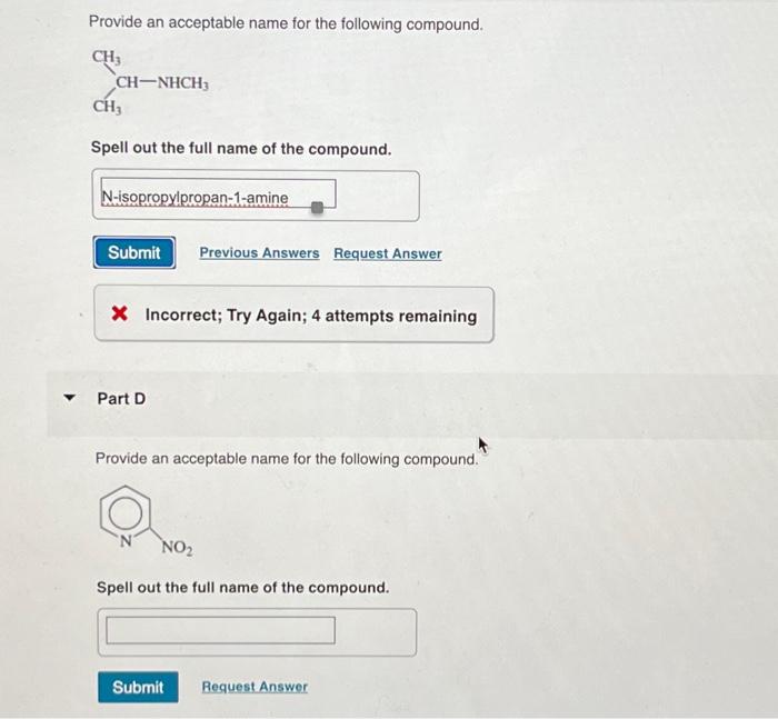 Solved Provide an acceptable name for the following | Chegg.com