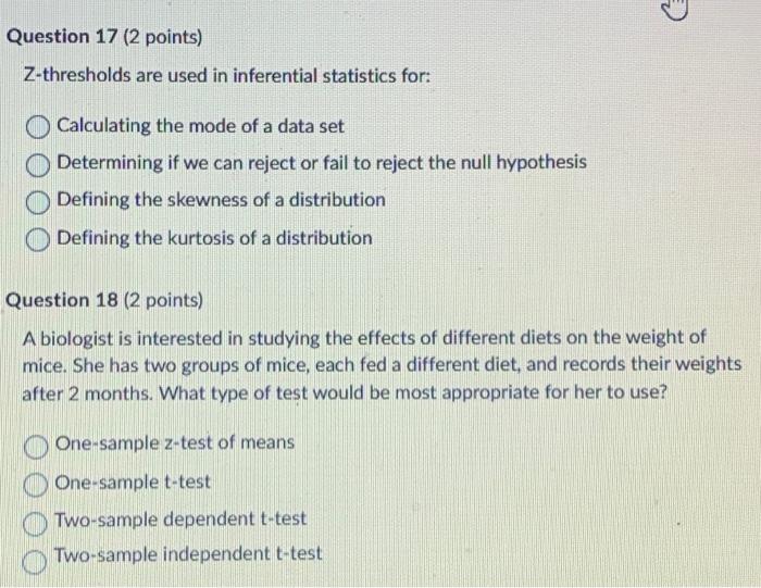 Solved Z-thresholds are used in inferential statistics for: | Chegg.com