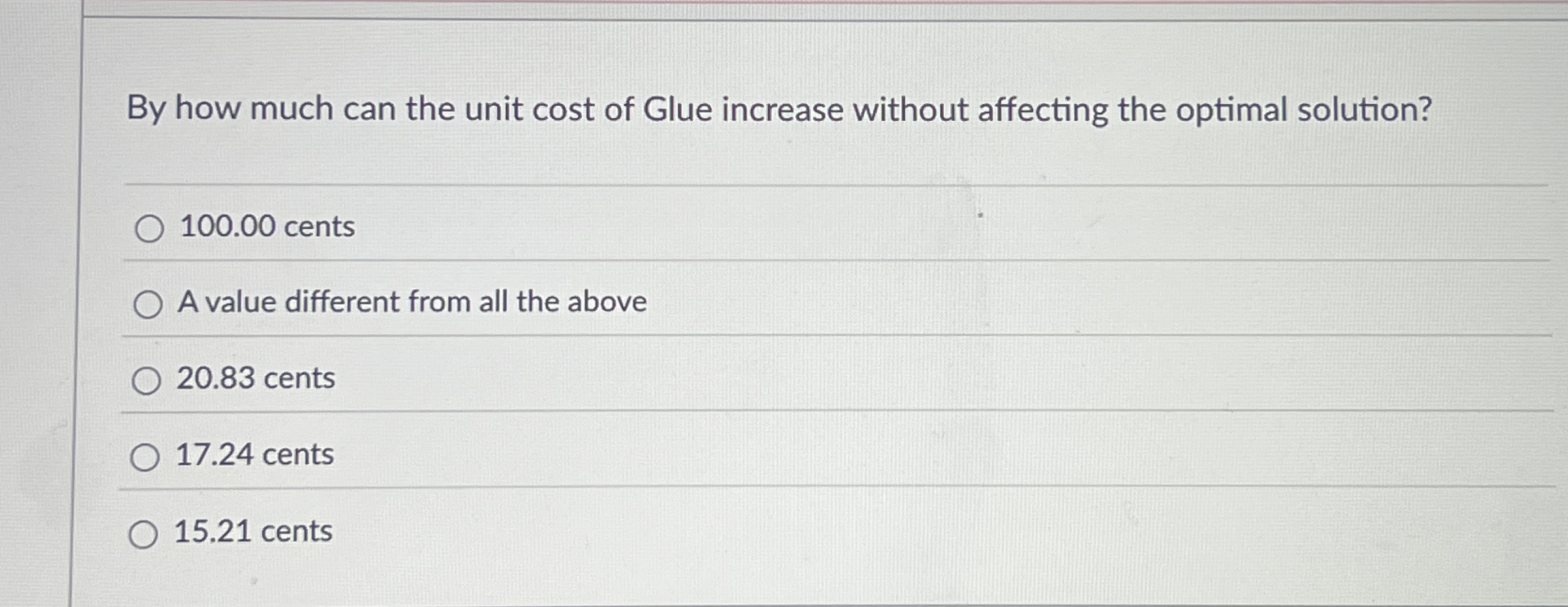 Solved By how much can the unit cost of Glue increase | Chegg.com