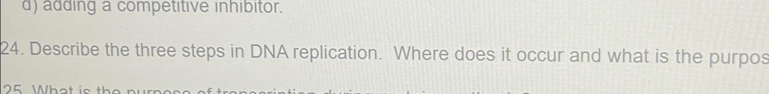Solved 24. ﻿Describe the three steps in DNA replication. | Chegg.com