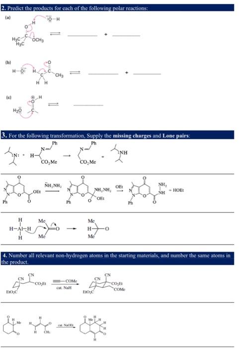 Solved 2. Predict the products for each of the following | Chegg.com