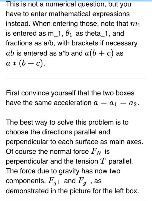 Solved Consider two boxes with mass m1 and m2 on two | Chegg.com