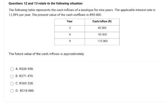 Solved Questions 12 and 13 relate to the following | Chegg.com