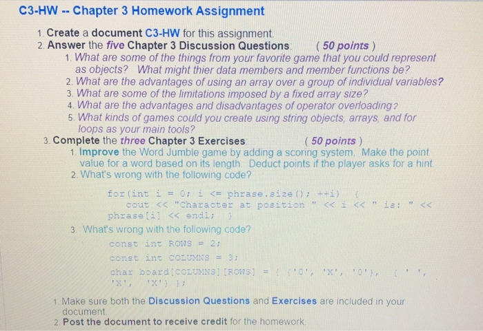 Solved Chapter 3 Homework Assignment C3-HW 1. Create a | Chegg.com