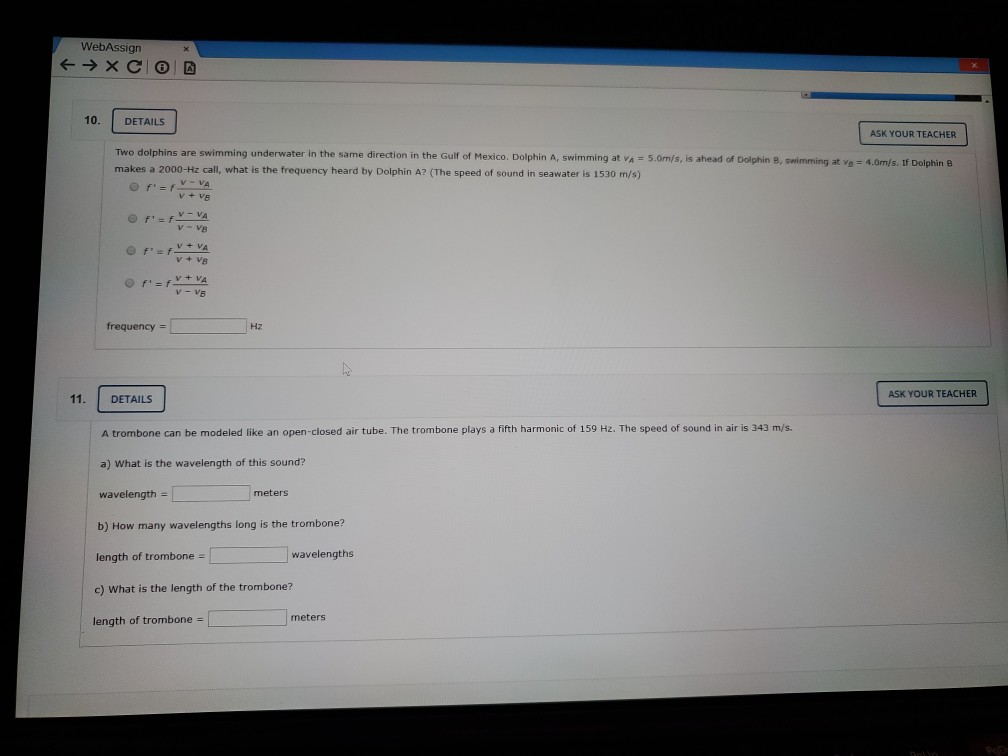 Solved WebAssign → XC 10. DETAILS ASK YOUR TEACHER Two | Chegg.com
