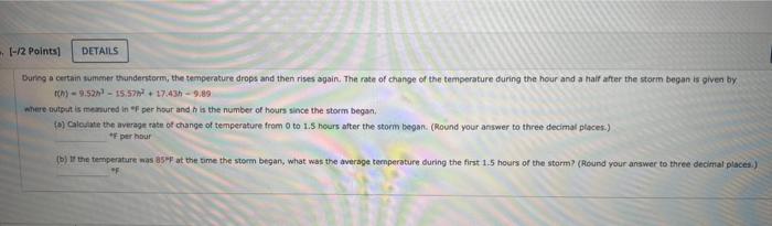 Solved Durng a certain wummer thundenterm, the temperature | Chegg.com