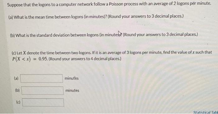 Solved Suppose that the logons to a computer network follow | Chegg.com