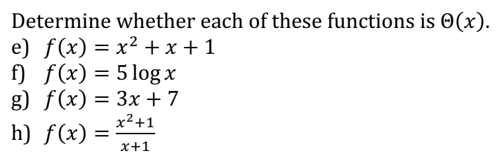 Solved Determine whether each of these functions is \Theta | Chegg.com