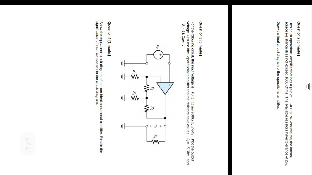 Solved = Question 2 [5 marks] Design an operational ampliter | Chegg.com