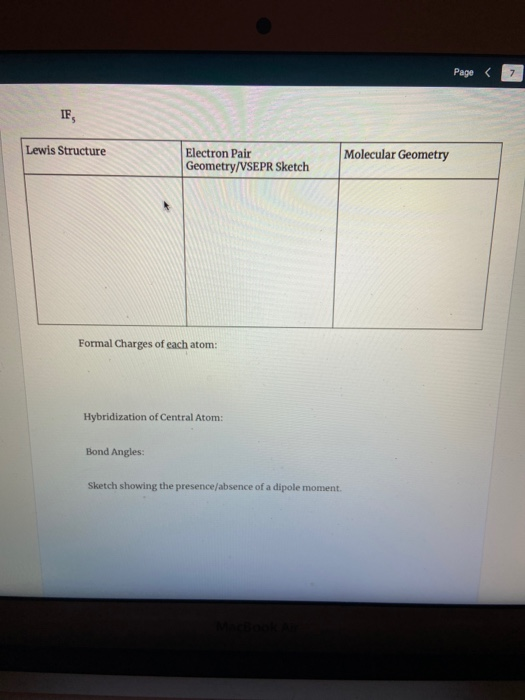 Solved Page 7 IF, Lewis Structure Molecular Geometry | Chegg.com