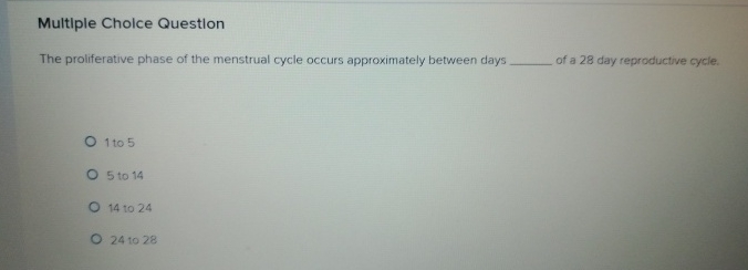 Solved Multiple Cholce QuestionThe proliferative phase of | Chegg.com