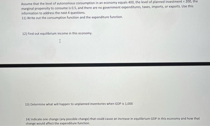 Solved Assume that the level of autonomous consumption in an | Chegg.com