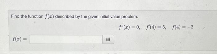 Solved Find the function f(a) described by the given initial | Chegg.com
