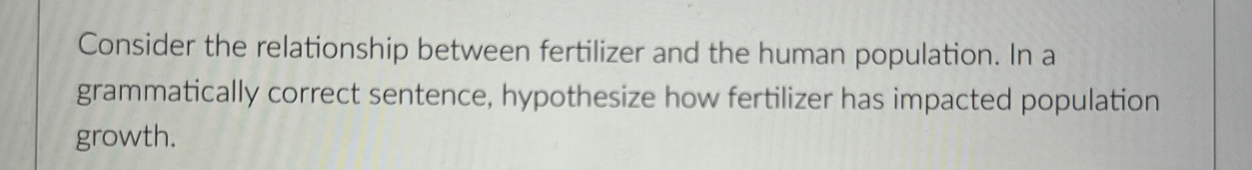 Solved Consider the relationship between fertilizer and the | Chegg.com