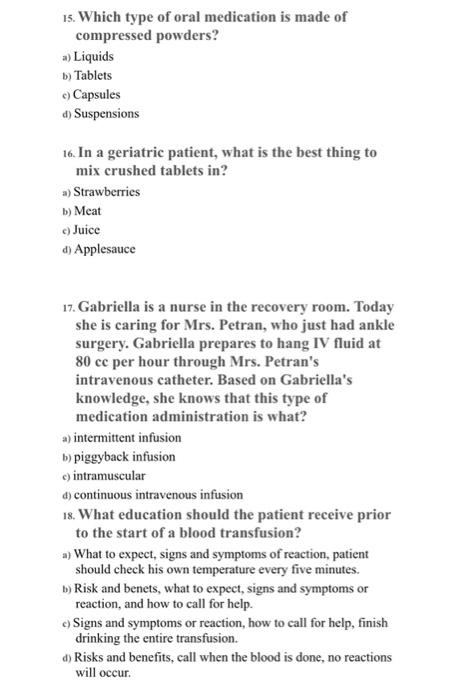 Solved 24. Injections into skin or muscle require a) a | Chegg.com