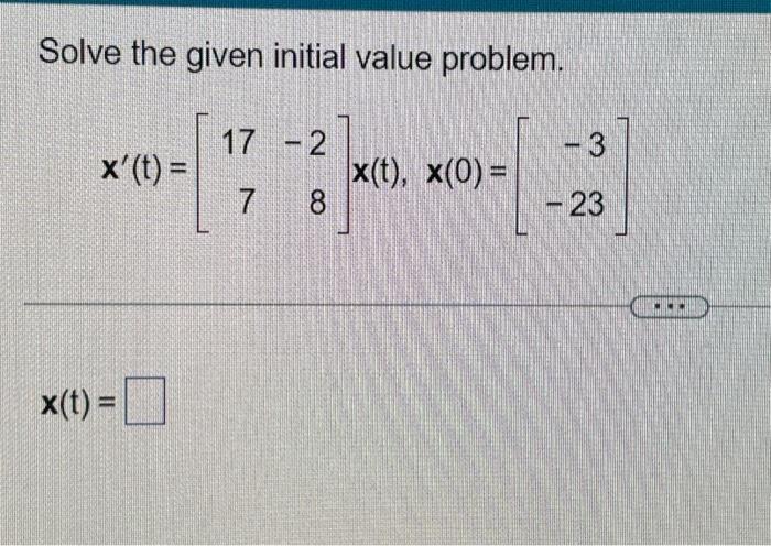 Solved Solve the given initial value problem. | Chegg.com