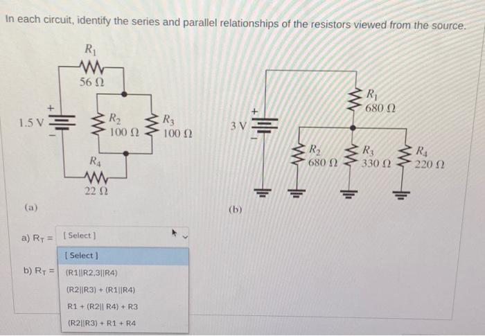 Solved In each circuit, identify the series and parallel | Chegg.com