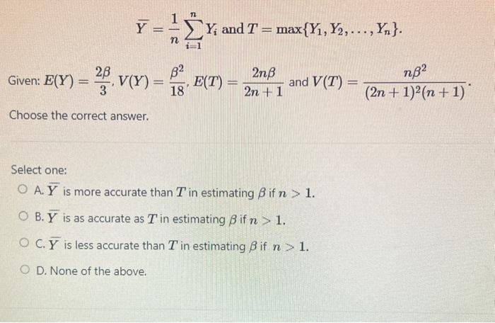 Suppose that Y1,Y2,…Yn is a random sample of the | Chegg.com