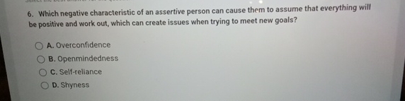 Solved Which negative characteristic of an assertive person | Chegg.com