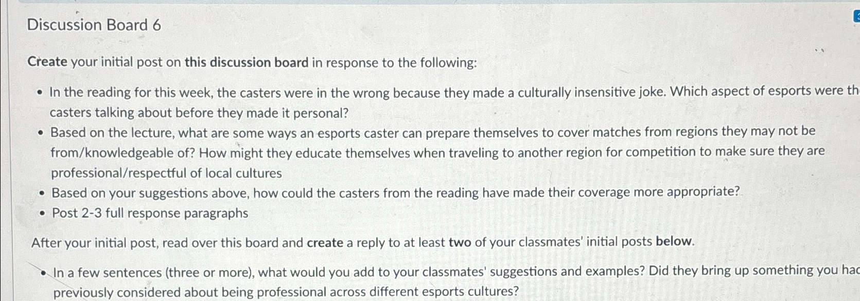 Solved Discussion Board 6Create your initial post on this | Chegg.com