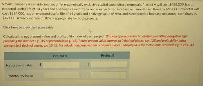 Solved net present value for project A and B ?Profitability | Chegg.com