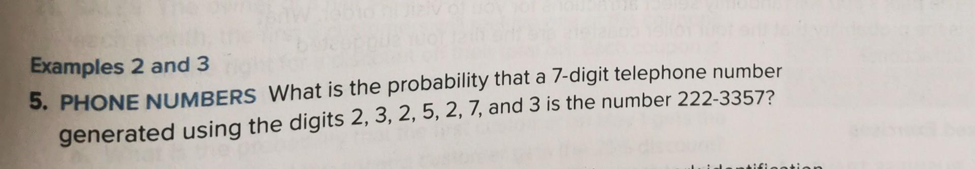 Solved Examples 2 and 3 5. PHONE NUMBERS What is the | Chegg.com