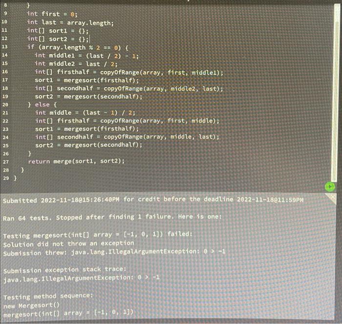 Solved Create a public class named Mergesort that provides a | Chegg.com