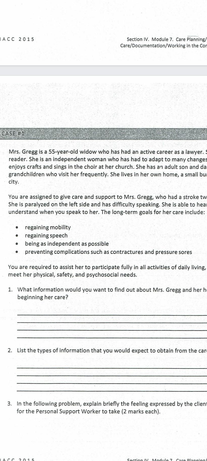 Solved ACC 2015 Section IV. Module 7. Care Planning/ | Chegg.com