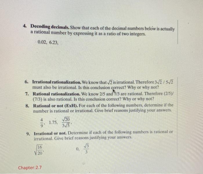 Solved 4. Decoding decimals. Show that each of the decimal | Chegg.com