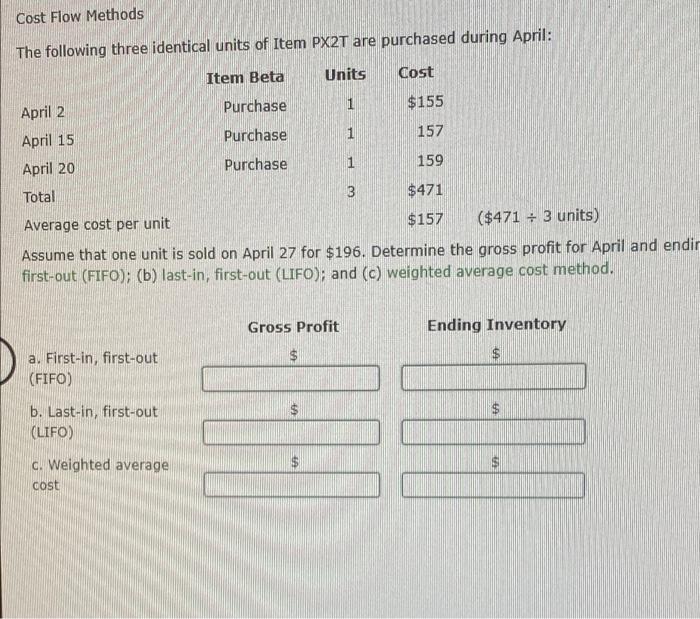 Solved Cost Flow Methods The following three identical units | Chegg.com