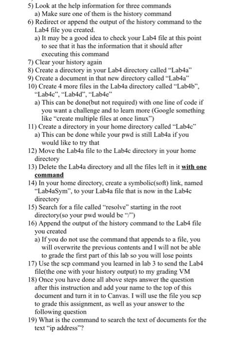 Solved 5) Look at the help information for three commands a) | Chegg.com